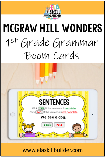 McGraw Hill Wonders 1st Grade Grammar Boom Cards | ELA Skill Builder