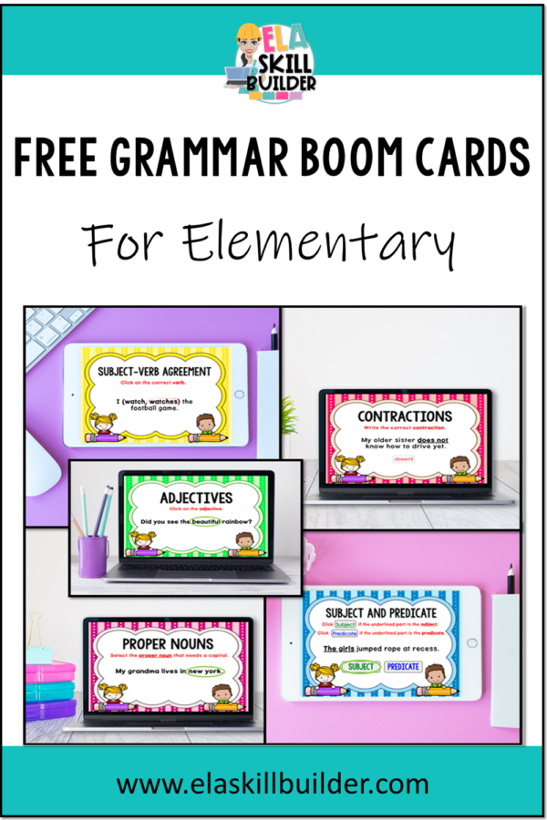 Free grammar boom cards for elementary - ELA Skill Builder