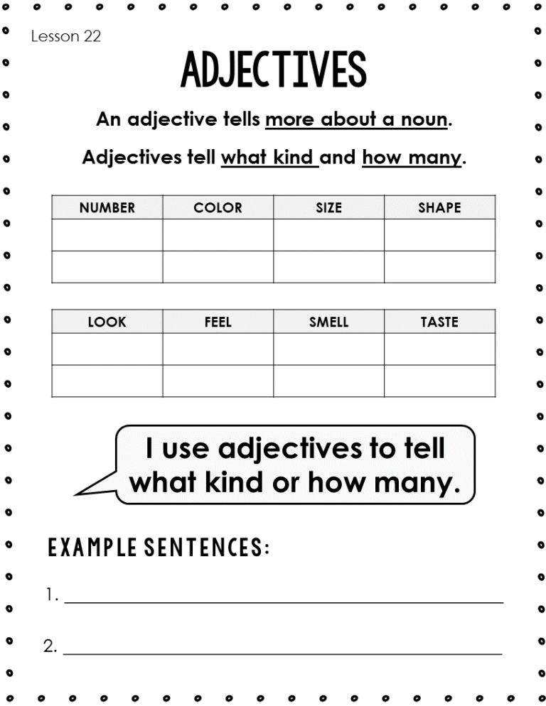 3 Free & Essential Adjectives Worksheets For Grade 2